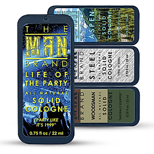 The Man Brand Solid Cologne Sample Set with Aspen Solid Perfume, Woodsman Solid Cologne, Steel, and Life of the Party Cologne - (Fellowship Solid Cologne Man Sampler Pack - 4 Pack - 0.75 oz each)