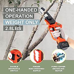 Cordless Pruning Shears, Electric Pruner with 7.5 Foot High Reach Extension Pole, Tool Belt, 2 Pack Lithium Batteries, SK5 Blades, LCD Display Screen (25V Shears & Chainsaw)