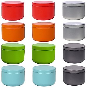 LONG XIN SERIES 12 Pcs 2.1x1.6 Inches 0.7oz Round Tin Jar Tea Tins Food Storage Container for Loose tea Coffee Candy Spice Gift Crafts Mini Portable Storage Kit (Multicolor)