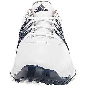 adidas Men's TOUR360 22 Golf Shoes, Footwear White/Silver Metallic/Team Navy Blue, 10