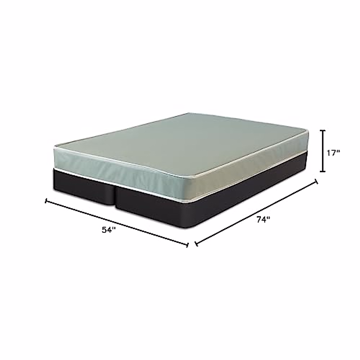 Treaton Pressure Relieving & Cooling High Density Foam Full Mattress - 8-inch Water Proof Vinyl Medium Firm Tight Top Pocketed Coil Rolled Hybrid Mattres with 8” Wood Box Spring, Bed in Box, Green