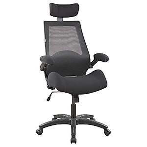 BOLISS Office Chair,with Thicken Seat Cushion Waist Support Adjustable Headrest Flipped Arms Erogonomic Office Desk Chair,Suilt for Home and Office-Gry