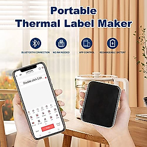 MAOZUA Label Maker Machine with Tape, Portable Bluetooth Thermal Label Printer for Office Home Kitchen Organization, Compatible with iOS, Android