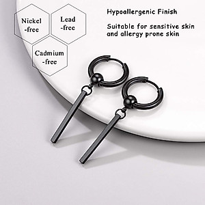 Black Drop Earring Long Dangle Geometric Piercing Jewelry Trendy Statement Cool Gothic Goth Punk Women Mens Bar Earrings