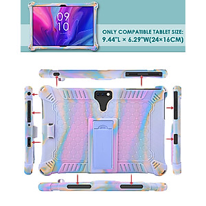 DETUOSI ZZB 10.1 inch Silicone Case with Shoulder Strap & Stylus Pen, Multi-Angle Stand Tablet Case, Soft Lightweight Cover for Winsing MTK 10 inch Tablet, ANTEMPER Touch, Rose Red & Purple