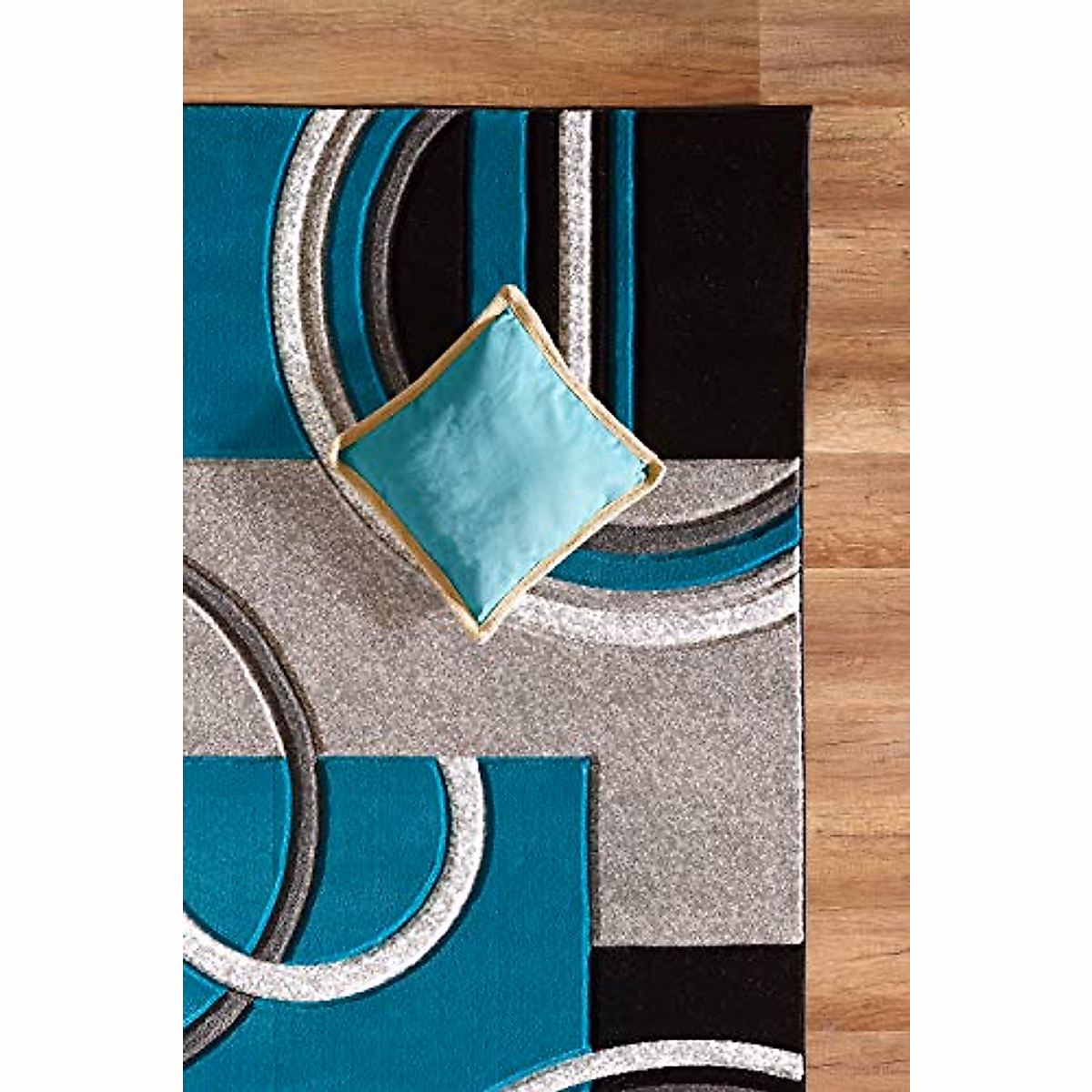 GLORY RUGS Area Rug Modern 5x7 Turquoise Soft Hand Carved Contemporary Floor Carpet with Premium Fluffy Texture for Indoor Living Dining Room and Bedroom Area