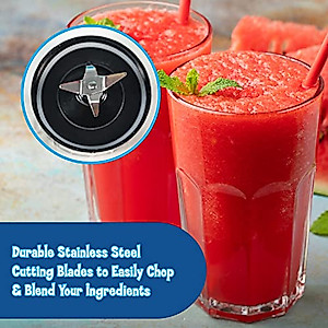 Nostalgia Kool-Aid Slush ‘N Go Personal Blender for Smoothies, Slushies, Shakes, and Fruit Blends, Includes Two 15 Oz Travel Bottles, Cup Lid, and Reusable Straw, Blue