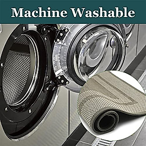 Insun 2 Piece Kitchen Mat Floor Mats Set,Non Slip Absorbent Washable Kitchen Rug,Linen Look Kitchen Runner Rug Set in Front of Sink,Beige,20"x31.5"+20"x47"