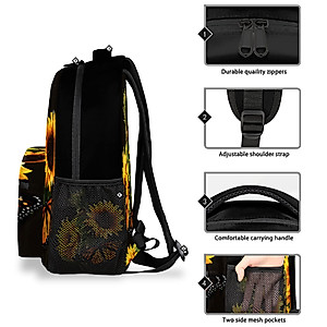 Butterfly Sunflower Backpacks for Girls Kids Boys, Sunflower Pattern Casual Lightweight School Bags Laptop Backpack Student College Bookbag Travel Hiking Daypack