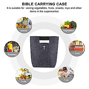 Operitacx 2pcs Holy Case Hollowed School Case, Work Grocery Church Handbag Grey Tote Cover Felt Shopping for Bag Study Bible Book Women Christian Cross Gifts Travel Gift Carrier