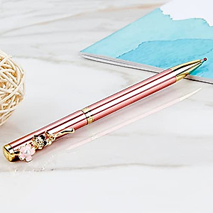 Ballpoint Pens 1PCS Ballpoint Pearl Flower Wedding Metal Copper Pen Office School Supplies Stationery Rose Gold Gift Comfortable Writing Pens (Color : D, Ink Color : Black)