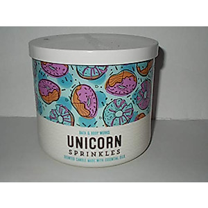 White Barn Bath and Body Works Unicorn Sprinkles 3 Wick Candle 14.5 Ounce White Blue Label