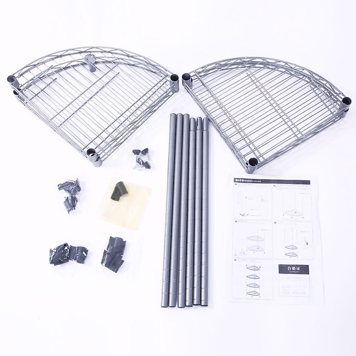 Kcelarec 4 Tier Corner Storage Shelves, Wire Shelving Unit, Metal Shelf, Steel Storage Rack 11.8" L x 11.8" W x 35.4" H for Laundry Bathroom Kitchen Pantry Closet