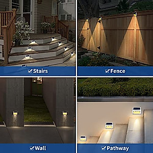 SEABLE Solar Step Light, Waterproof LED Solar Deck Lights Stainless Steel Solar Fence Lights for Garden Yard Patio Deck(Warm Light 2-Pack)