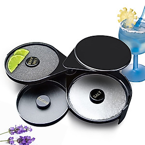 YOTOZU 3-Tier Bar Glass Rimmer,Cocktails Margarita Seasoning Box with One Sponges,Sugar Salt Rimmers Bartender Garnishing Tools for Bar Party