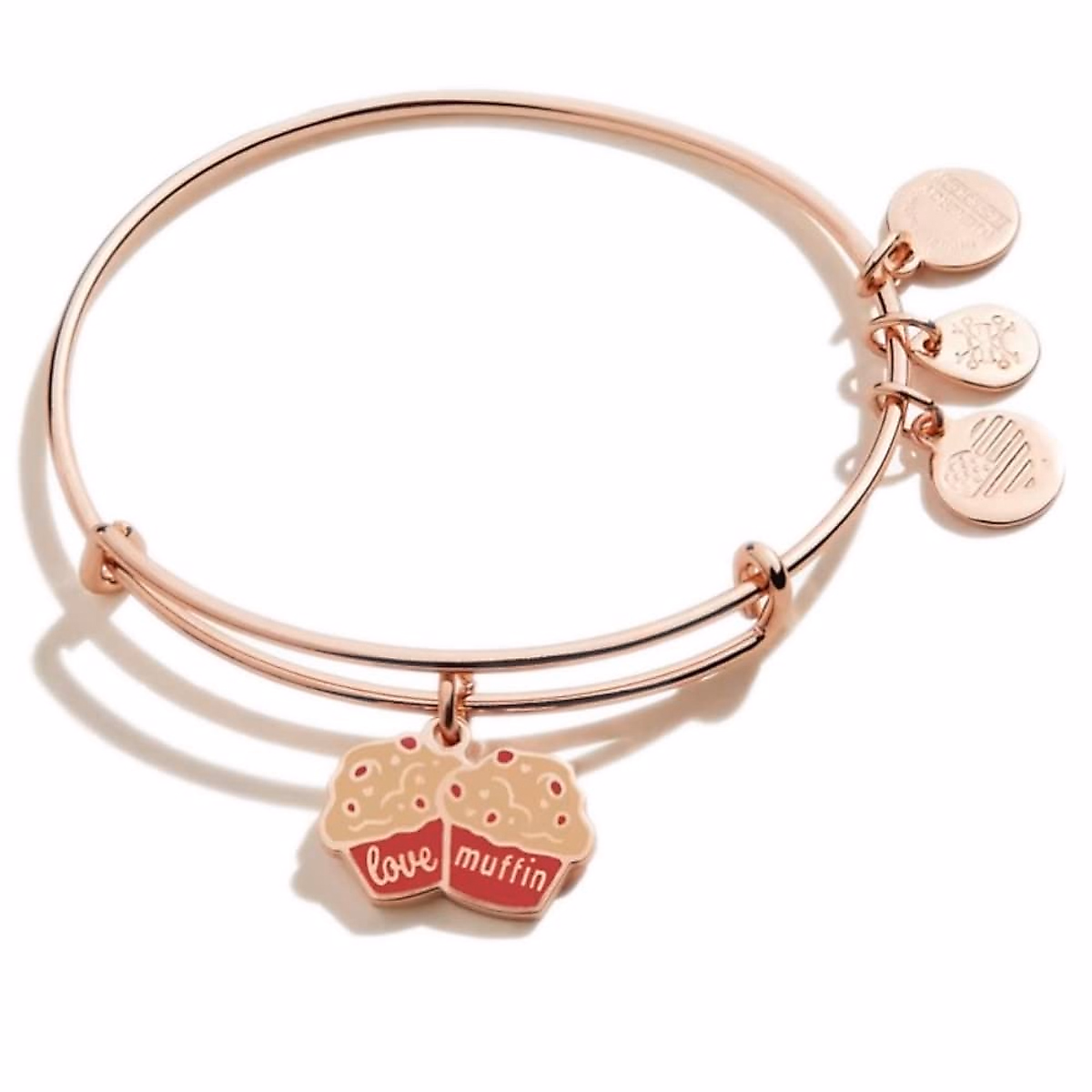 Alex and Ani Food Expandable Bangle for Women, Love Muffin Charm, Shiny Rose Gold Finish, 2 to 3.5 in