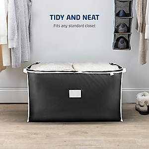 ZOBER Jumbo Storage Bag Organizer (2 Pack) Large Capacity Storage Box with Reinforced Strap Handles, PP Non-Woven Material, Clear Window, Store Blankets, Comforters, Linen, Bedding, Seasonal Clothing