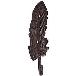 Stephanie Imports Decorative Rustic Iron Feathers Wall Coat Hooks (Set of 3)