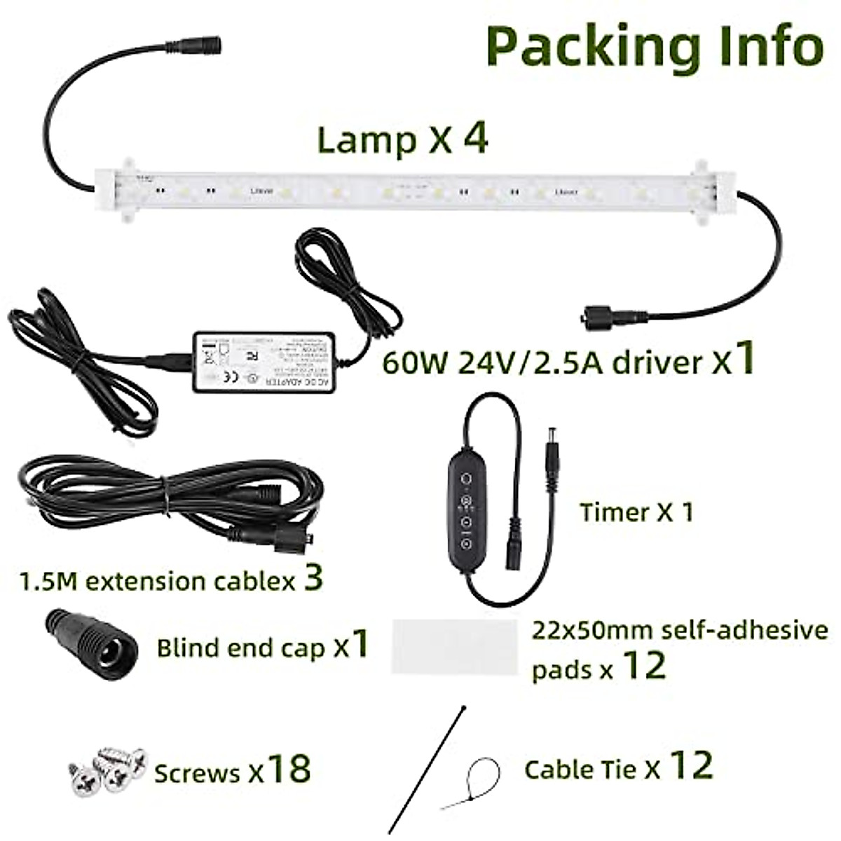 Litever Grow LED Light Strip Kits for Plants, 45W, Full Spectrum White Grow Lights, Easy Installation. Good for Indoor Plant Grow Shelf, Greenhouse, Grow Cabinets