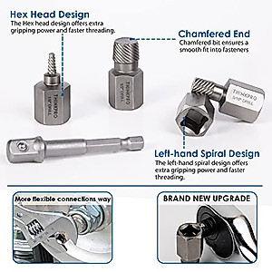 THINKPRO 14PCS Screw Extractor Set, Easy Out Bolt Extractor kit with 3/8" Inch Drive Hex-Head, Multi-Spline Rounded Bolt Remover tool for Removing Damaged Studs, Bolts, Screws