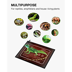 Reptile Heat Pad - Reptile Heating Pad Under Tank Heater for 10-20gal Tank, Terrarium Heat Mat Reptile Tank Accessories for Gecko/Bearded Dragon/Snake/Lizard/Frog/Spider/Plant Box,6 x 8in