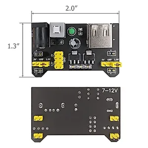 Excelity 3pcs 3.3V/5V Power Supply Module for MB102 Breadboard Kit with USB to 5.5 * 2.1mm Cord