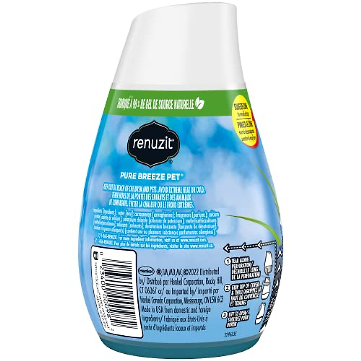 Renuzit Gel Air Freshener, Pure Breeze, 3 Pack, 4 Count, 12 Total Air Fresheners