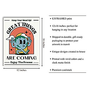 Retro Poster Wall Art Print, Positive Quote Funny Motivational Inspirational That Girl Room Decor Aesthetic For Teen Girls , College Apartment Dorm Bedroom, Cute Trendy Wall Decor, 60s 70s 80s Poster