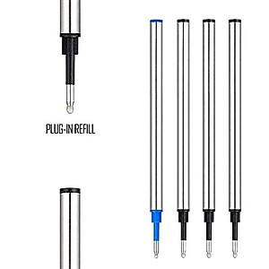 DunBong Rollerball Pen Refills, Roller Ball Fine Point 0.5mm, Red Ink Refill Pack of 5 - Replaceable Ballpoint Pen Refills Medium Point (Red)