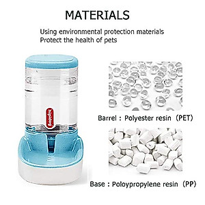 Automatic Cat Feeder Automatic Dog Water Dispenser 1 Gallon Double Bowl Design for Cats or Small Pets (Blue Water)