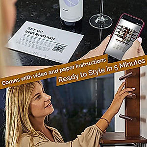 HELYA DESIGN Wine Rack Wall Mounted with Shelf for 8 Wine Bottles & Glasses - Wood Rustic Wine Glass Floating Rack with Stemware Hanger. Wine Decor and Storage Holder for Kitchen, Living Room & Bar