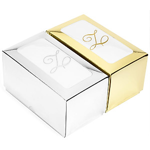 AH AMERICAN HOMESTEAD Disposable Hand Towels for Bathroom 50 Count - Guest Bathroom Essentials -Bathroom Paper Towels - Monogrammed Disposable Napkins - Wedding Napkins in Paper Towel Tray (Silver, H)