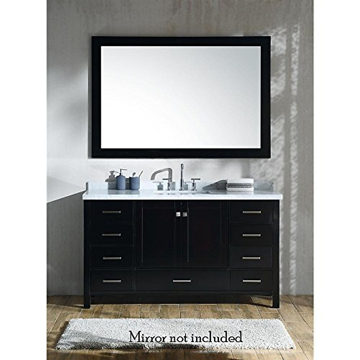 ARIEL Cambridge A061SCWRVOESP 61" Inch Single Rectangular Sink Solid Wood Espresso Bathroom Vanity Cabinet with 1.5" Inch Edge White Carrara Marble Countertop