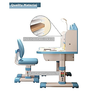 Kids' Table Chair Sets, Kids' Desks Chair, Children Study Desk Writing Table Computer Workstation With Large Storage Drawer And Bookshelf, Height Adjustable Kids Bedroom Furniture ( Color : Blue )