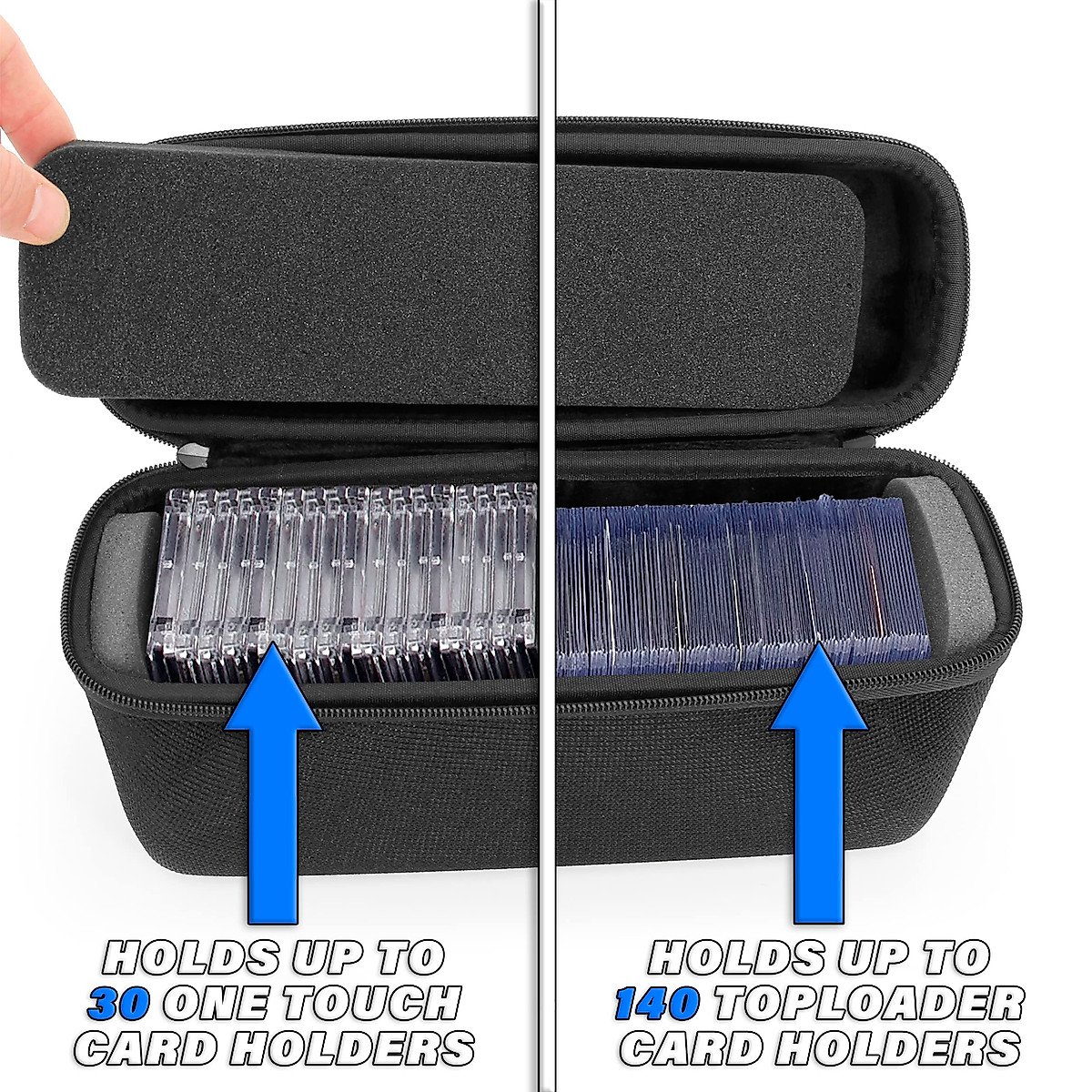 CASEMATIX Graded Card Case Compatible with 30+ BGS PSA Graded Sports Trading Cards or 140+ Top Loader Card Storage Case with Scratch Resistant Custom Card Carrying Case Interior