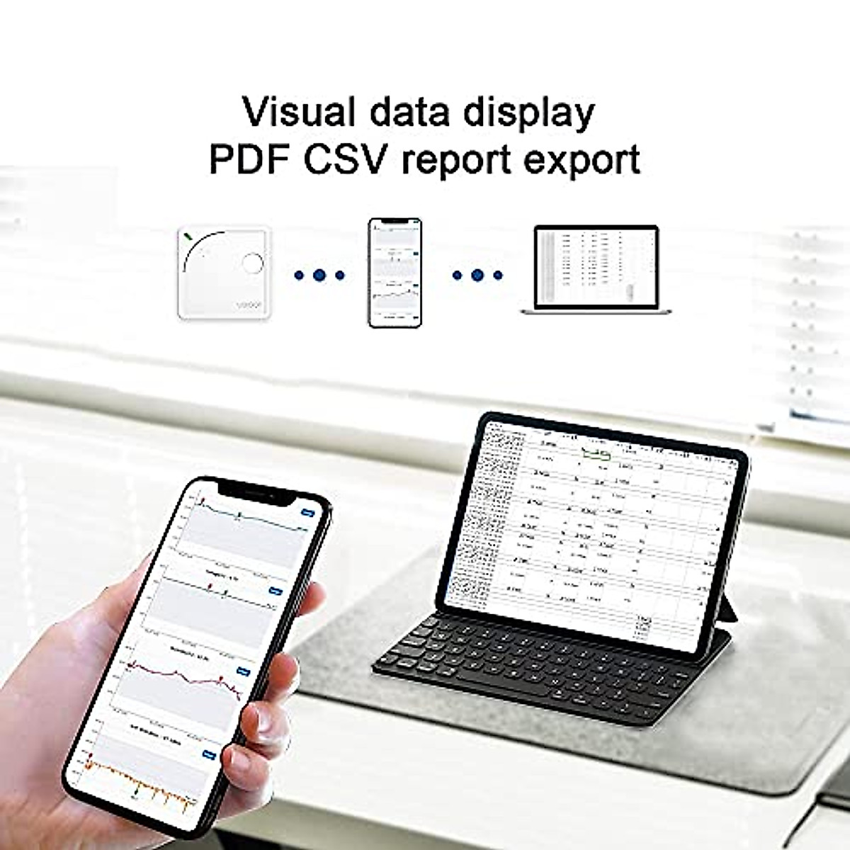 UbiBot WS1 WiFi Temperature Humidity Sensor, Smart Temperature Monitor，Thermometer Supports External Probe, Alerts & History，Free IoT App/Web Console, IFTTT, Alexa, (2.4GHz WiFi，no hub Required)