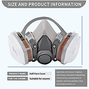 Wytcyic Reusable Half Face Respirаtor, Gas Cover Organic Vapor Mask and Dust-proof Face Cover, Protection for Painting, Mechanical Polishing, Logging, Welding and Other Work