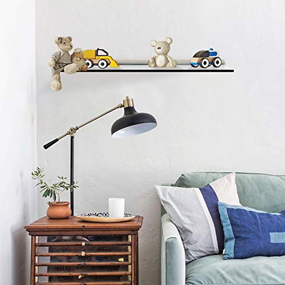 Deco Window 12" X 6" Tempered Glass Shelf for Wall Floating Shelves 8mm Thick Bathroom Storage Organizer with Concealed Mount (Satin Silver)