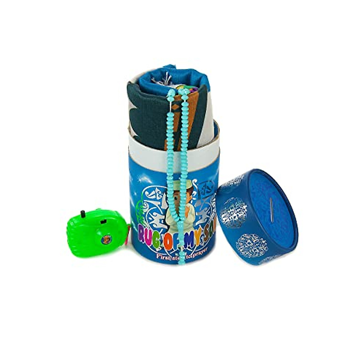 Muslim Prayer Rug for Small Size with Moneybox & Prayer Beads | Janamaz | Sajadah | Soft Islamic Prayer Rug | Islamic Gifts | Small Size Prayer Carpet Mat, Blue/Mod 2