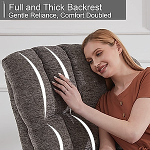 Dreamsir Oversized Rocker Recliner Chair for Adults, Ergonomic Glider 360 Degree Swivel Chair, Overstuffed Manual Rocking Recliner for Living Room, Theater Seating Single Sofa Chair, Grey