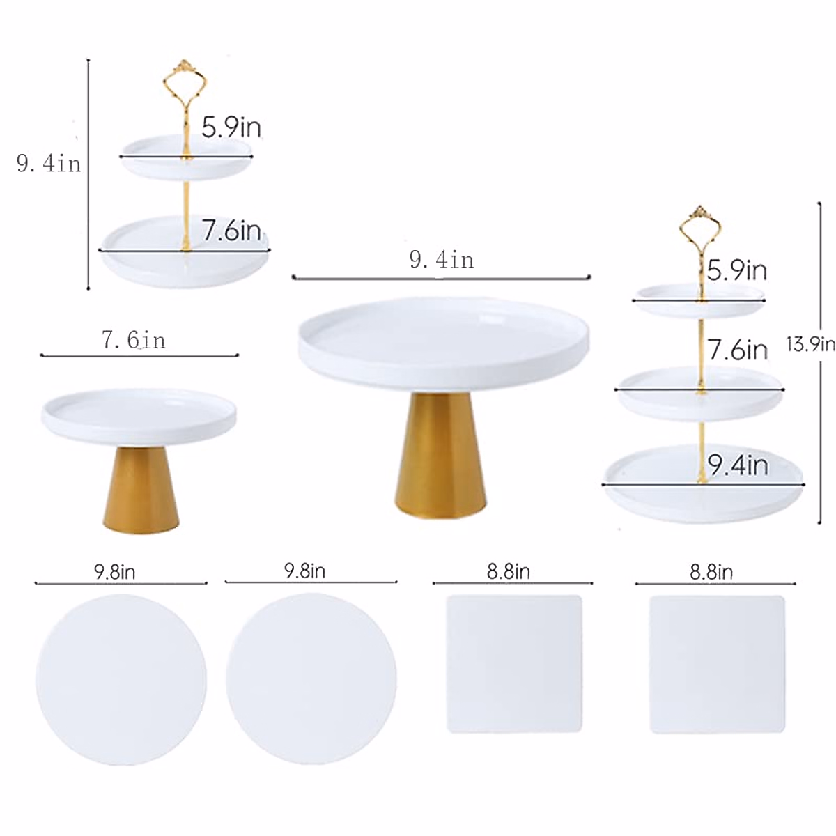 8 Pack Cake Stands Set White Ceramic Cupcake Holder Dessert Display Plate Decor Serving Platter for Party Wedding Birthday Baby Shower Celebration Home…