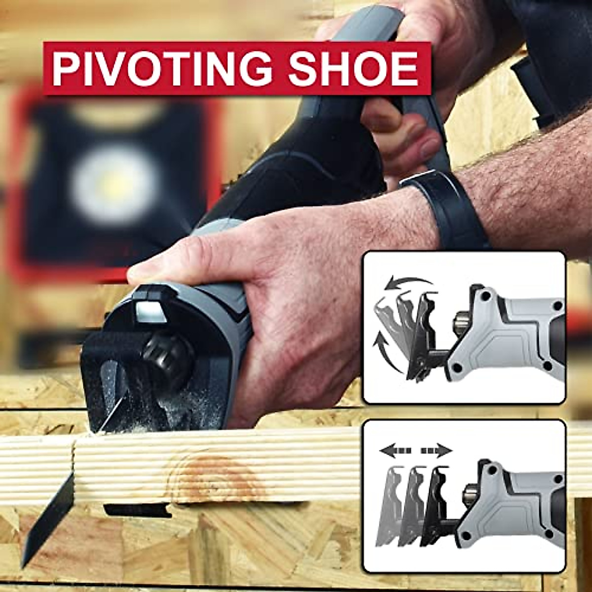 P.I.T. Power Reciprocating Saw, 20V Cordless Reciprocating Saw with 2.0Ah Batteries and Charger, 6 Saw Blades, Variable Speed, Battery Powered Saw for Woods/Metal/Plastic Cutting