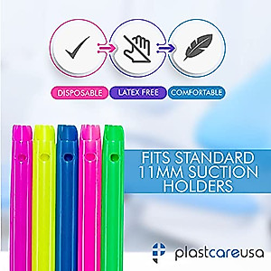 High Volume Evacuator HVE Tips - 1000 HVE Suction Tips Dental Disposable - Vented Evacuation Aspirator Tips with Smooth Edges (Rainbow Assorted - 10 Bags of 100) by PlastCare USA