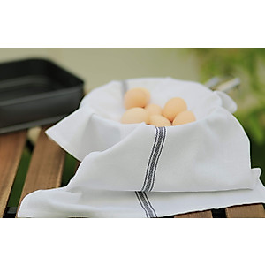 AMOUR INFINI Cotton Herringbone Weave White Dish Towels Set of 12 Highly Absorbent, Super Soft Easter Kitchen Towels with Hanging Loops Extra Large Quick Dry Tea Towels (28x16 Inch - Charcoal)