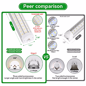 Skymoatled T12 4FT LED Shop Lights Garage Lights,65W 5000K 10400LM Daylight Color,Hanging/Surface Mount,Super Bright,Plug and Play,Linkable LED Shop Lights for Warehouse Workshop Basement,6Pack