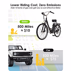 Oraimo Electric Bike for Adults 3A Fast Charge, 36V 10.4Ah UL-Certified Li-ion Battery, 350W Brushless Motor, 26" Aluminum Ebike 2X Load Rear Rack, Air Saddle, Shimano 7 Speed (Black, Standard)