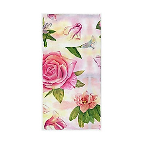ALAZA Chic Vintage Red Rose Flowers Leaves Hand Towels Bathroom Towel Highly Absorbent Soft Small Bath Towel Decorative Guest Breathable Fingertip Towel for Face Gym Spa 30 X 15 Inch