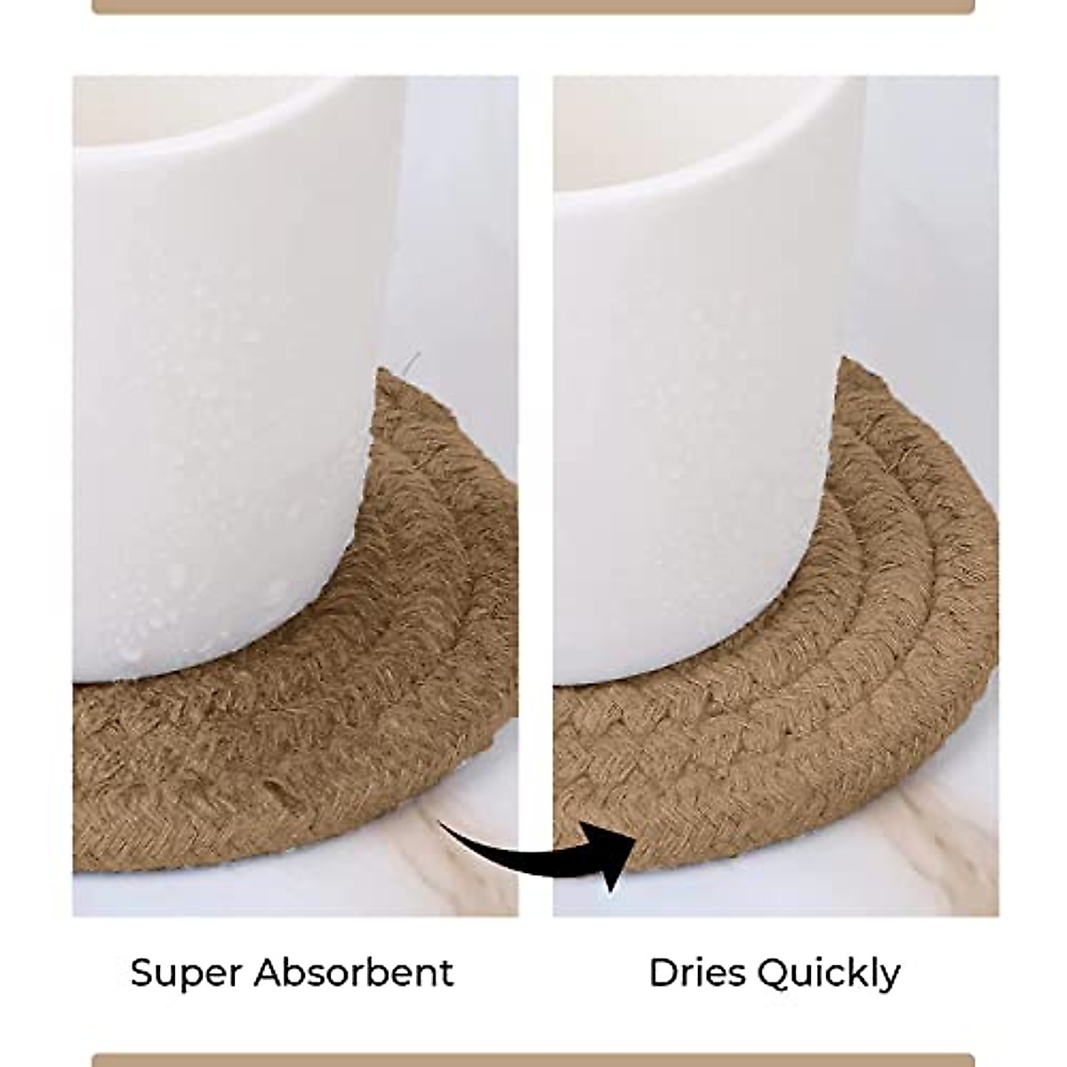 Avalon Cute Coaster Set of 6 Pcs, Super Absorbent Drink Coaster for Desk, Heat Resistant Coaster for Work Desk and Coffee Tabletop Protection Farmhouse Coaster for Home Decor (Brown, 4.3 Inches)