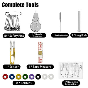 1 Set Mini Handheld Sewing Machine, Portable Sewing Machine with Sewing Supplies Easy to Use Ergonomic Design for DIY Beginners for Home Travel (Black)