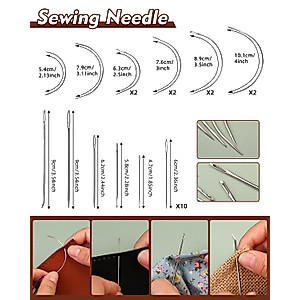 BAGERLA Upholstery Repair Kit, 48pcs Leather Sewing Kit with Upholstery Thread, Sewing Awl, Seam Ripper, Needles, Thimble Leather Stitching Kit for Carseat Carpet Shoes Backpack Repair DIY Crafting